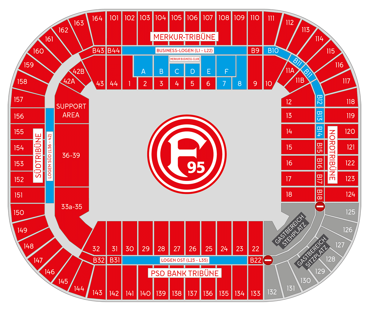 Fortuna Düsseldorf 1895: Übersicht VIP-Bereiche